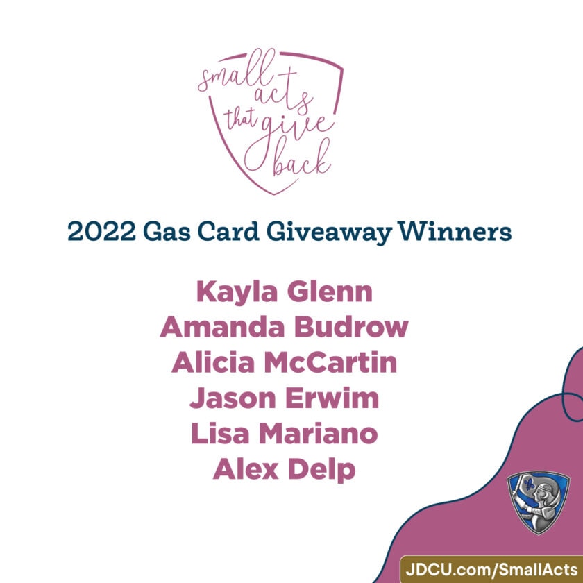 Jeanne D'Arc Gas Card Giveaway Winners - Jeanne D'Arc Credit Union